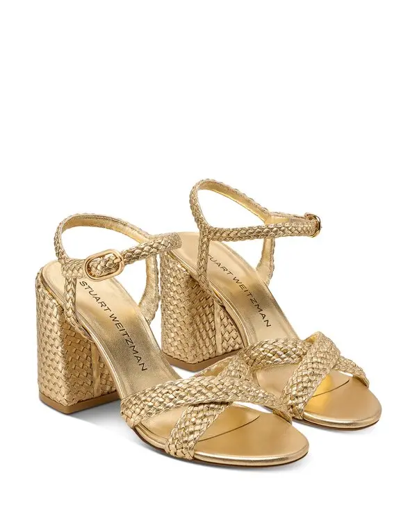 STUART WEITZMAN Alyssa Woven High Heel Sandals - Golden