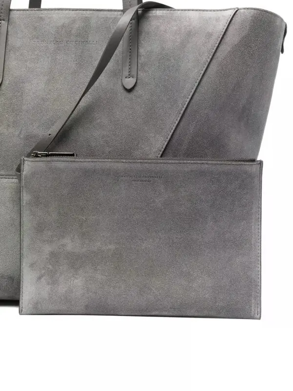 Brunello Cucinelli Panelled Suede Tote Bag - Grey