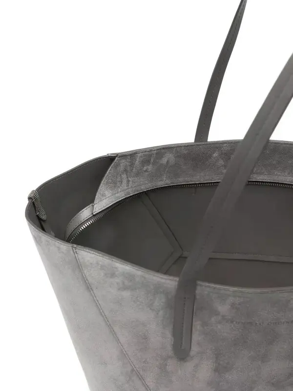 Brunello Cucinelli Panelled Suede Tote Bag - Grey