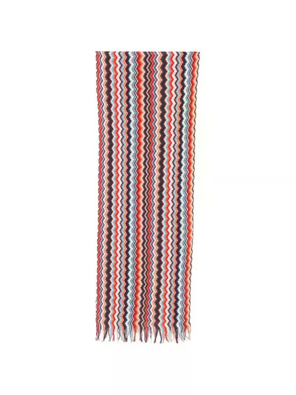 Missoni Zigzag-knit Fringed Scarf - Orange