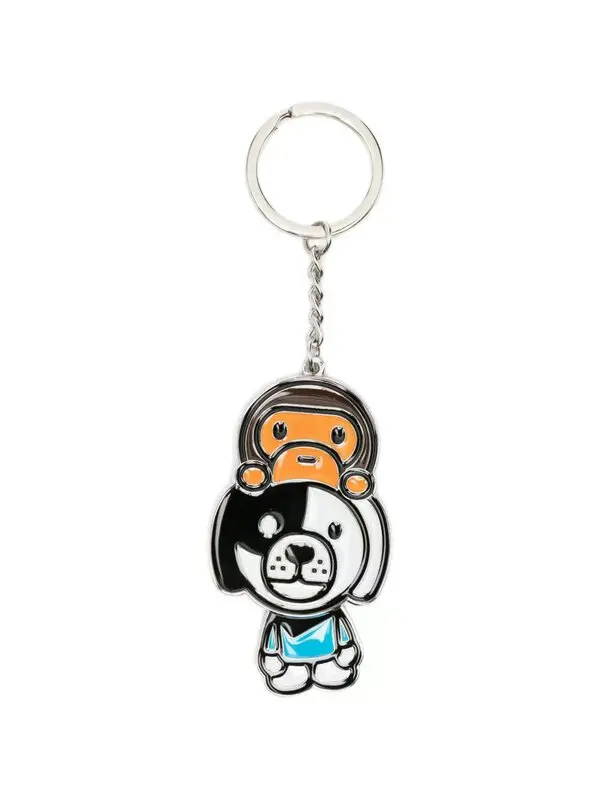 A BATHING APE Baby Milo And Dog-motif Keyring - Silver
