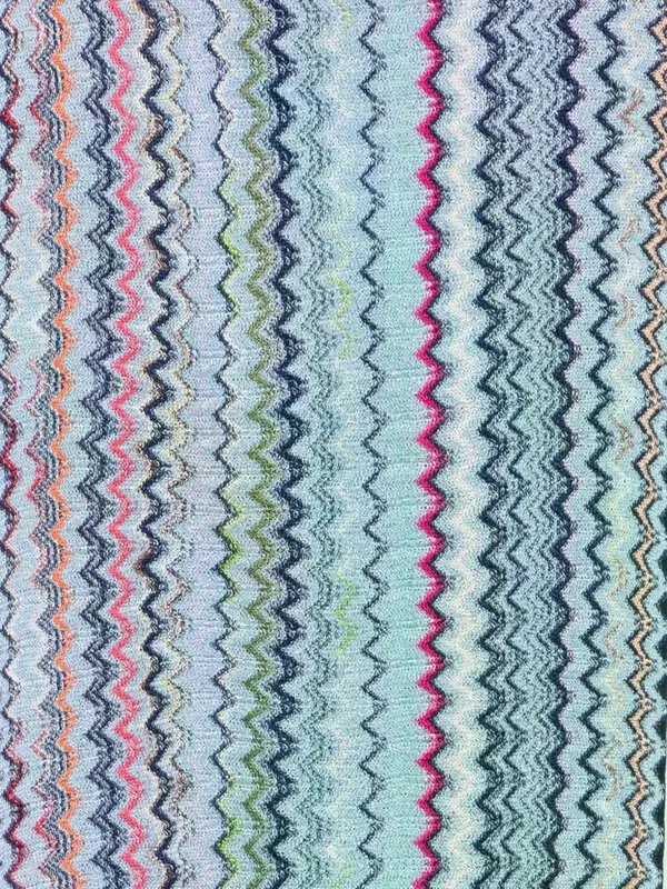 Missoni Zigzag-knit Fringed Scarf - Blue