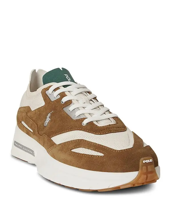 Polo Ralph Lauren Masters Court Leather & Suede Sneakers - Tan White