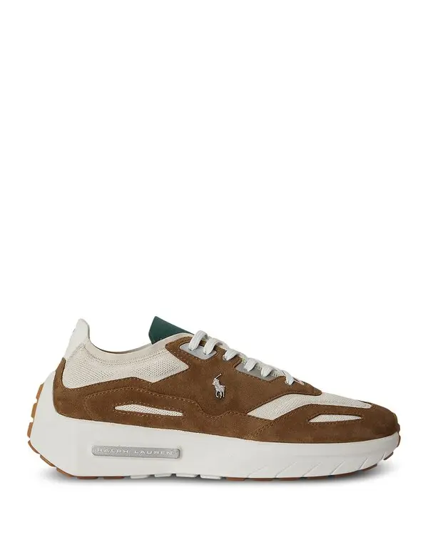 Polo Ralph Lauren Masters Court Leather & Suede Sneakers - Tan White