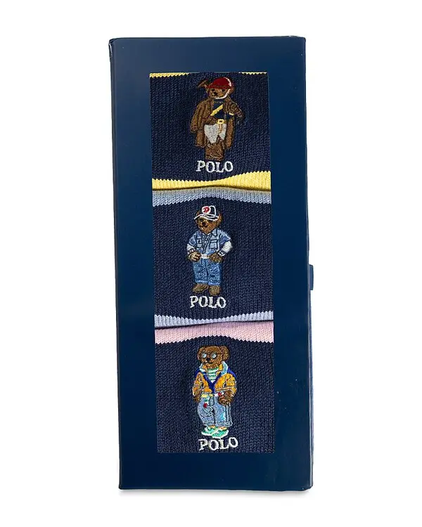 Polo Ralph Lauren Embroidered Crew Socks, Pack Of 3 - Navy