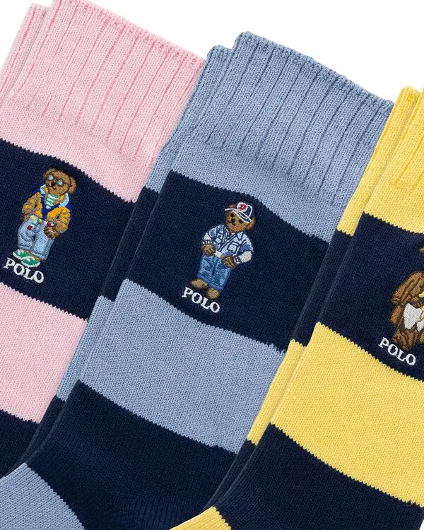 Polo Ralph Lauren Embroidered Crew Socks, Pack Of 3
