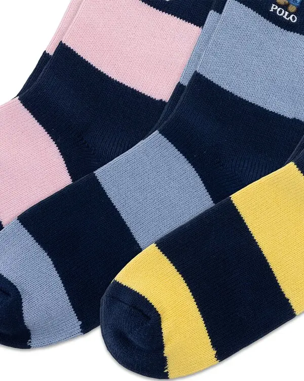 Polo Ralph Lauren Embroidered Crew Socks, Pack Of 3