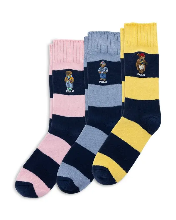 Polo Ralph Lauren Embroidered Crew Socks, Pack Of 3