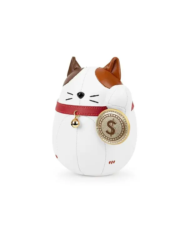 ZUNY Lucky Cat Fu Paperweight - White + Tan