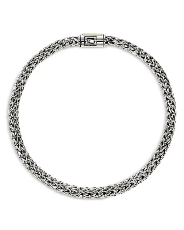 John Hardy 14k Yellow Gold & Sterling Woven Link Chain Bracelet