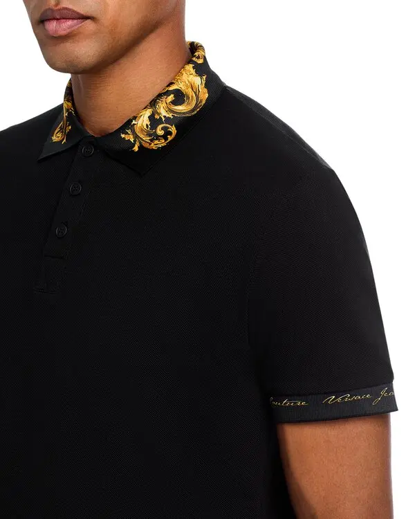 Versace Cotton Piquet Polo - Black/gold