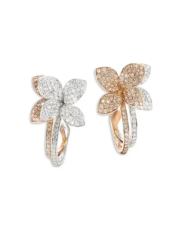 Pasquale Bruni 18k Gold Petit Garden Flower Hoop Earrings - White/rose