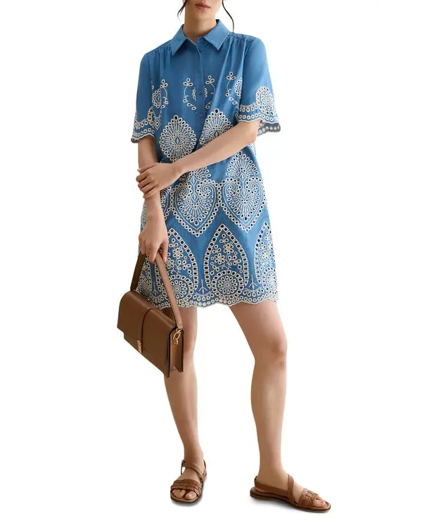 HOBBS LONDON Daria Broderie Shirt Dress