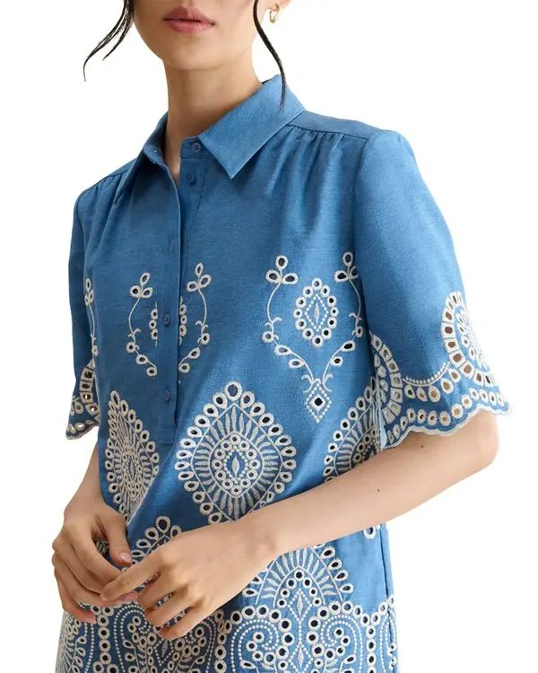 HOBBS LONDON Daria Broderie Shirt Dress