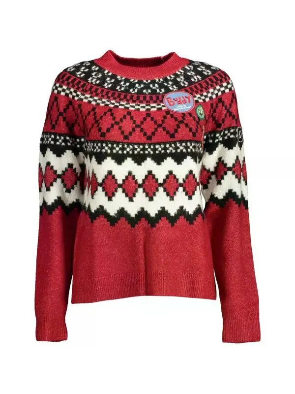 Desigual Fair Isle Patch-detail Sweater - Red