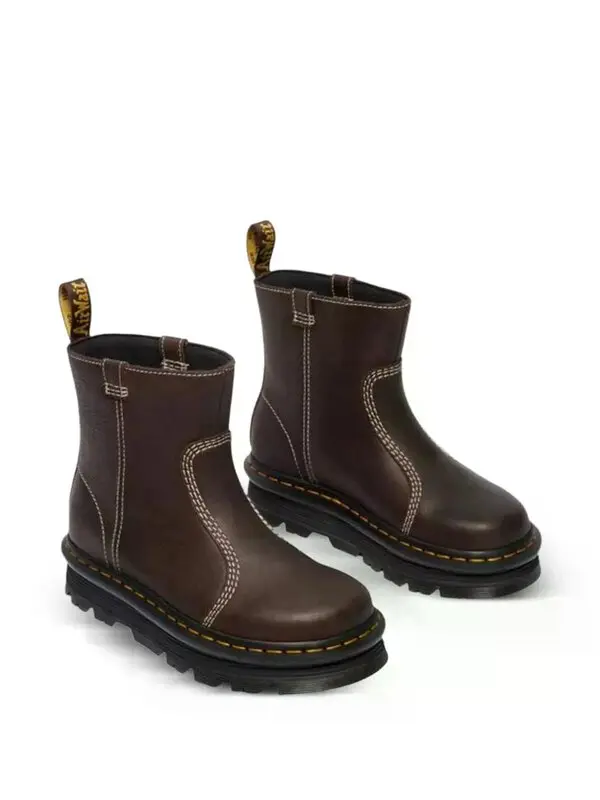 Dr. Martens Contrast-stitch Leather Ankle Boots - Brown