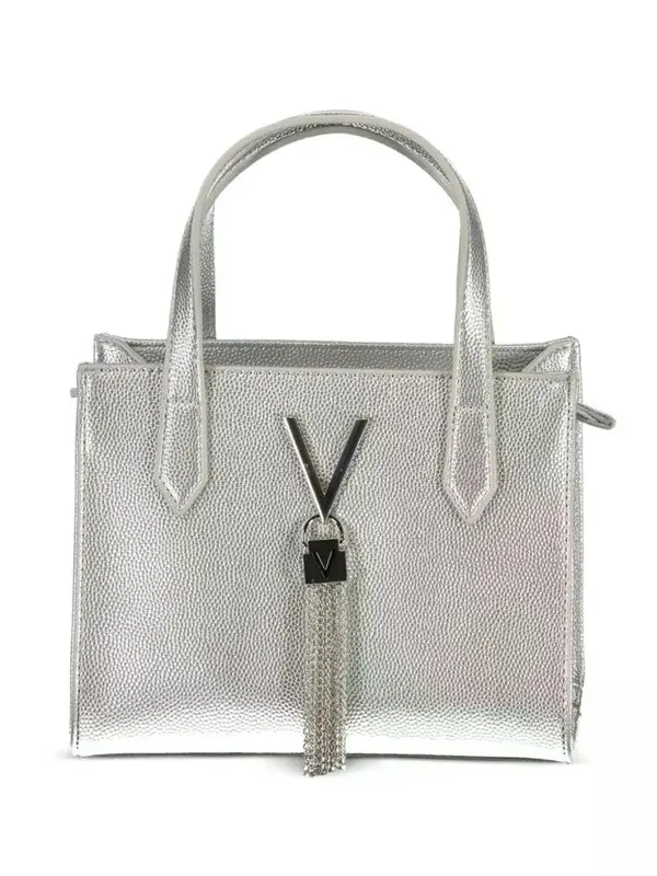 MARIO VALENTINO Divina Textured-metallic Tote Bag - Silver