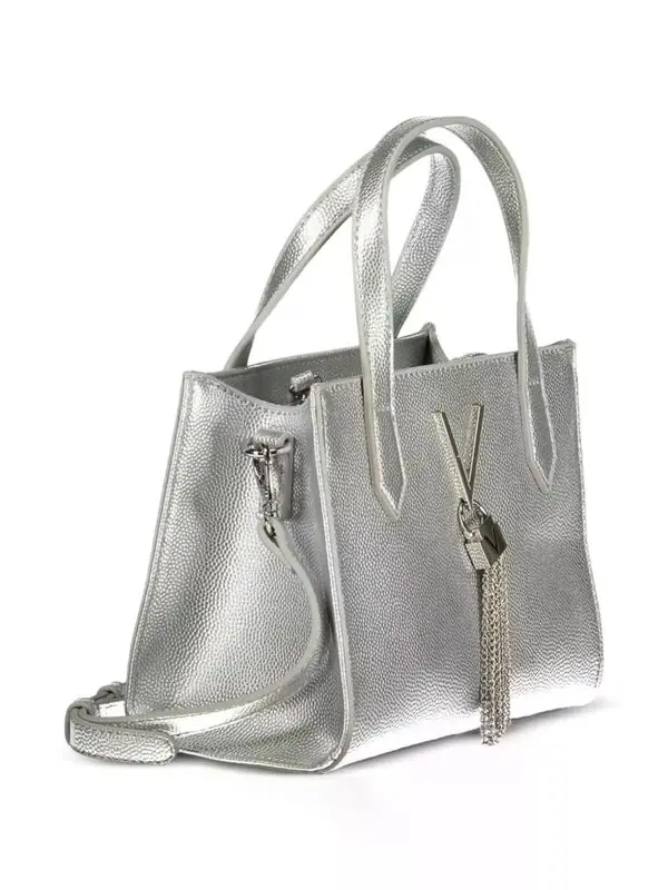 MARIO VALENTINO Divina Textured-metallic Tote Bag - Silver