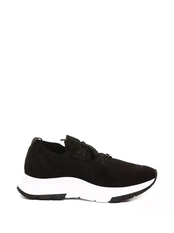 GIANVITO ROSSI Knit Lace-up Sneakers - Black