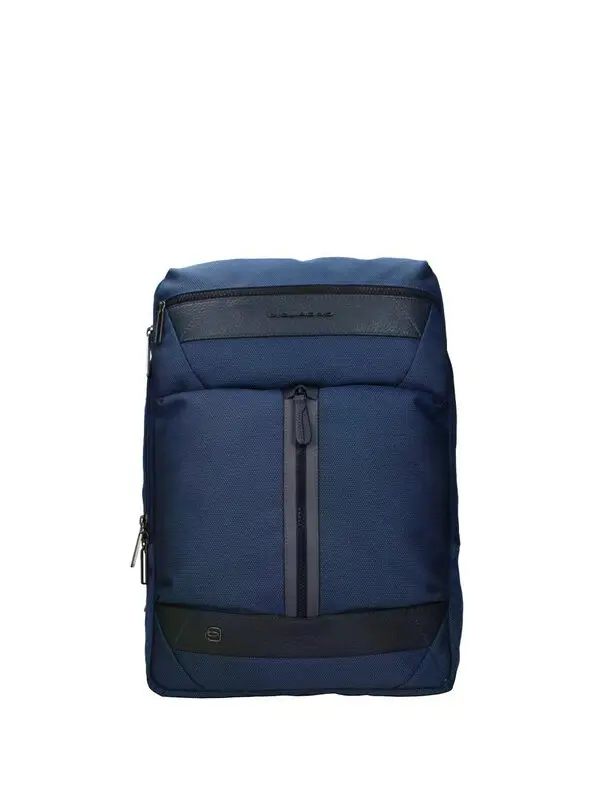 PIQUADRO Leather-panelled Textured Backpack - Blue