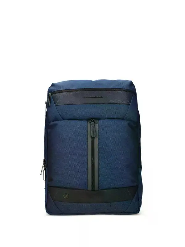 PIQUADRO Leather-panelled Textured Backpack - Blue