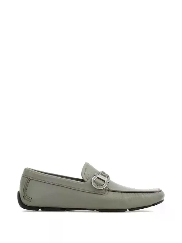 FERRAGAMO Gancini-plaque Braided-strap Loafers - Green