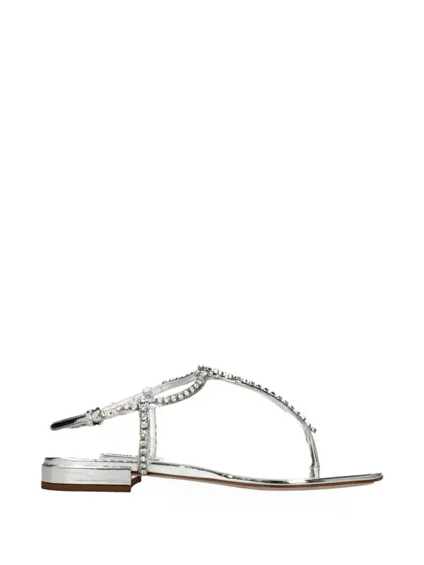 Miu Miu Crystal-embellished Leather Sandals - Silver