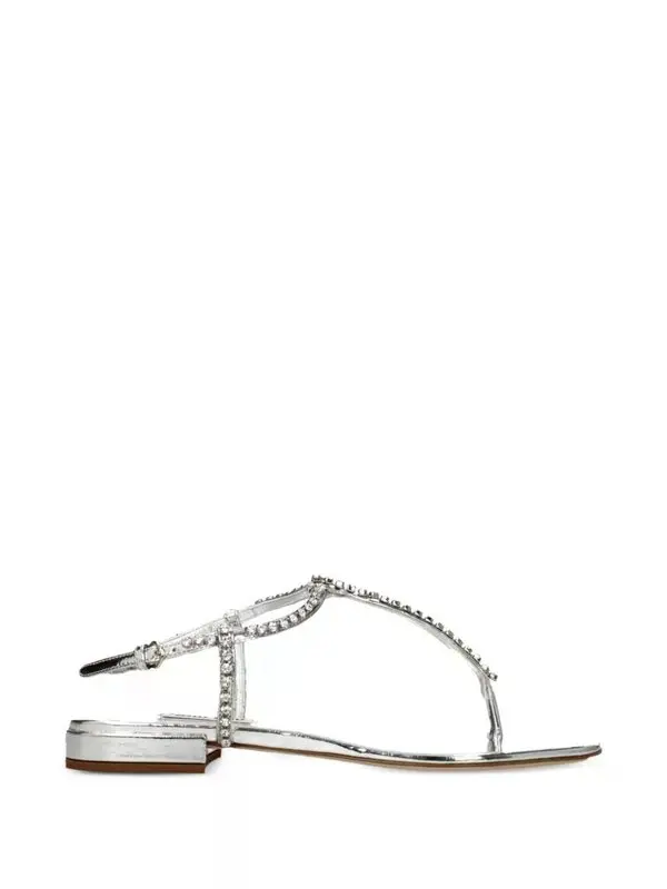 Miu Miu Crystal-embellished Leather Sandals - Silver
