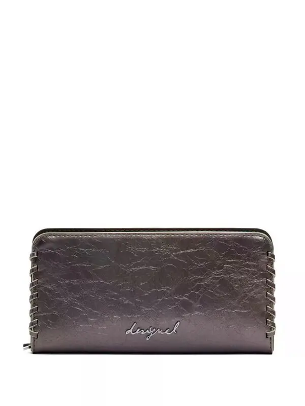 Desigual Metallic Whipstitch-trim Wallet - Grey
