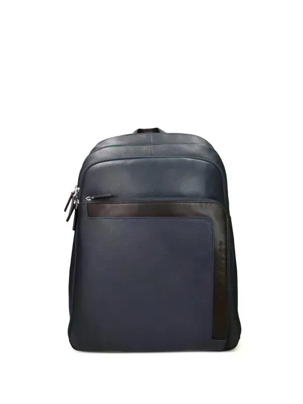 PIQUADRO Pebbled Leather Backpack - Blue