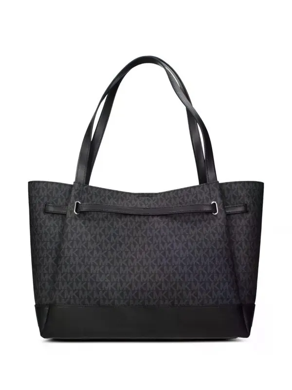 Michael Kors Monogram Shoulder Bag With Logo Plaque
