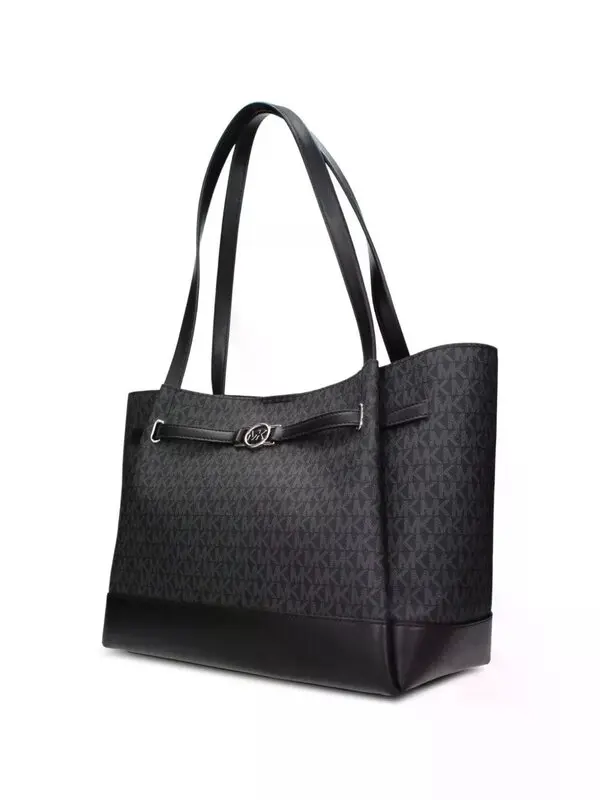 Michael Kors Monogram Shoulder Bag With Logo Plaque