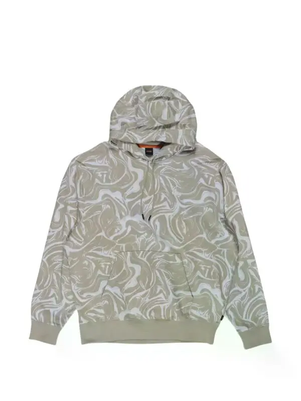 BOSS Marble-print Hoodie - Neutrals