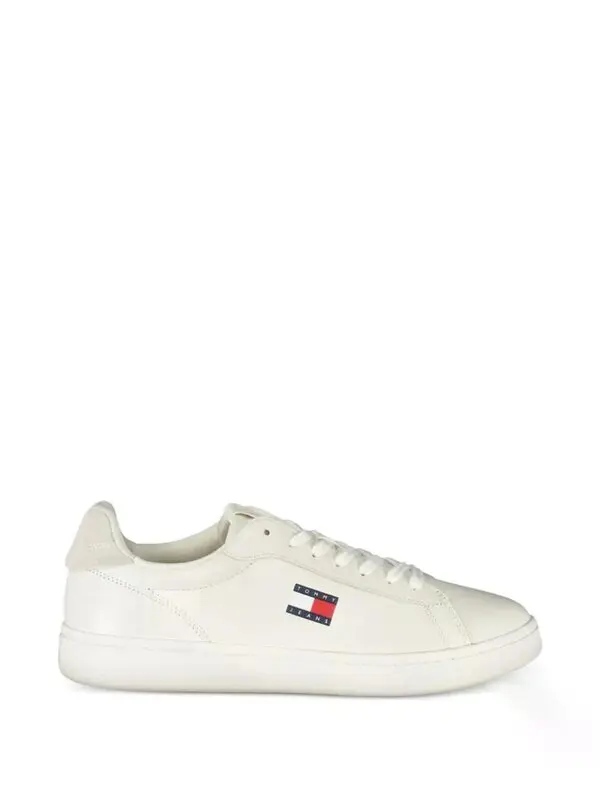 Tommy Hilfiger Logo-patch Leather Sneakers - Neutrals