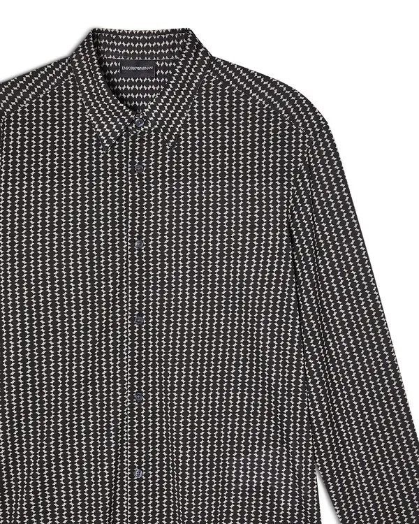 Emporio Armani Regular Fit Micro-geo Shirt - Fancy Green