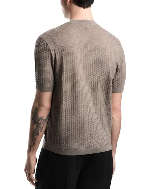 Emporio Armani Honeycomb Wool Short Sleeve Sweater - Beige