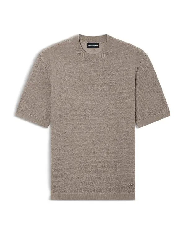 Emporio Armani Honeycomb Wool Short Sleeve Sweater - Beige