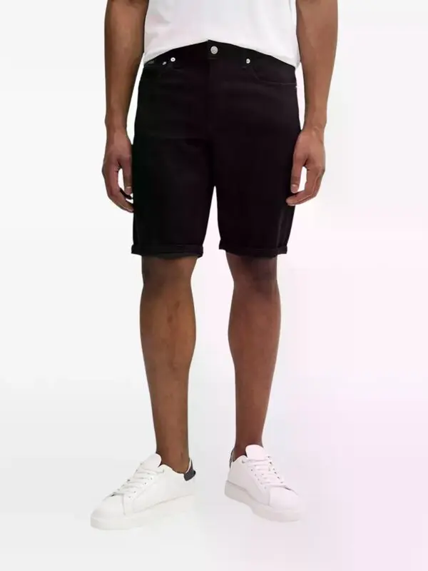 Calvin Klein Logo-patch Denim Shorts - Black
