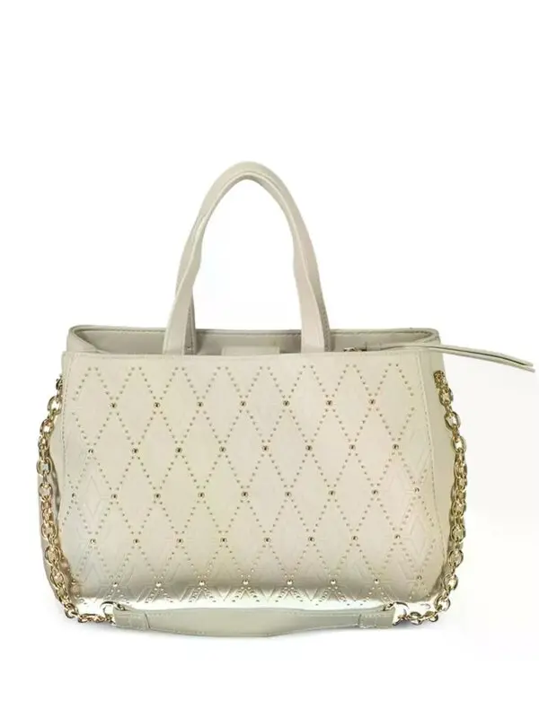 MARIO VALENTINO Stud-embellished Diamond-pattern Tote - Neutrals