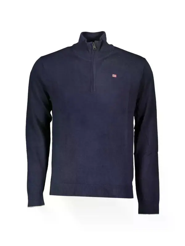 NAPAPIJRI Quarter-zip Sweater With Logo Patch - Blue
