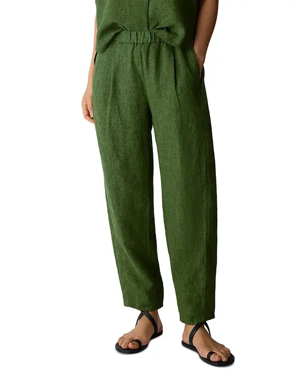 Eileen Fisher Linen Ankle Pleated Lantern Pants - Field