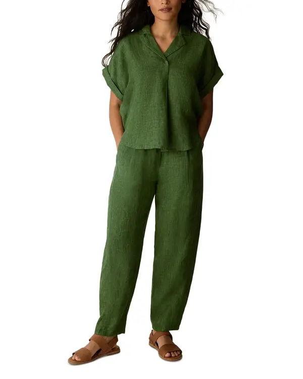 Eileen Fisher Linen Ankle Pleated Lantern Pants - Field