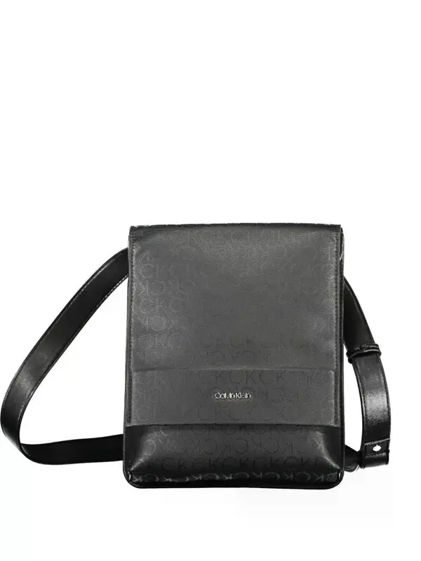 Calvin Klein Monogram Embossed Shoulder Bag - Black