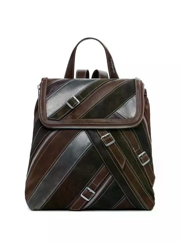 Desigual Panelled Zip-detail Backpack - Brown