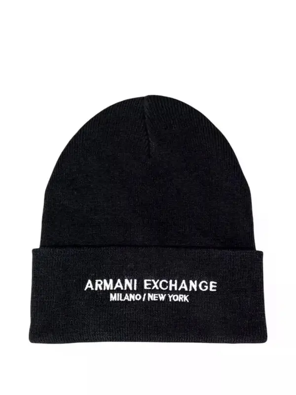 Armani Exchange Logo-embroidered Beanie Hat - Black