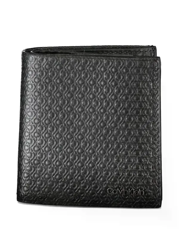 Calvin Klein Monogram-embossed Leather Wallet - Black