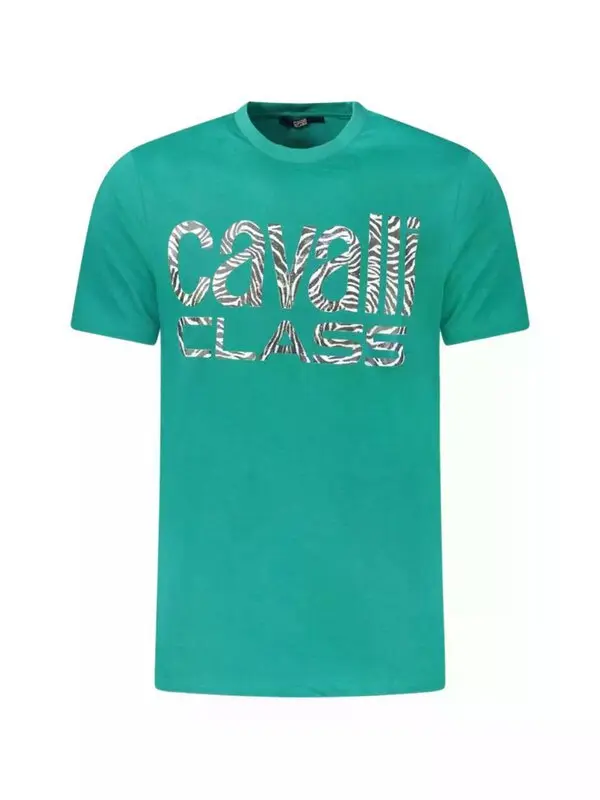 Roberto Cavalli Zebra-striped Logo T-shirt - Green