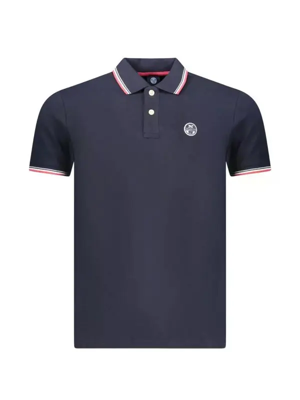 NORTH SAILS Striped-trim Logo-patch Polo Shirt - Blue