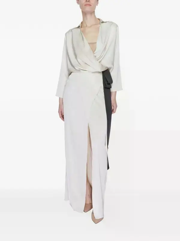 SANDRO FERRONE Wrap-design Maxi Dress - Neutrals