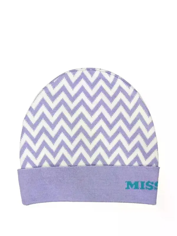 Missoni Zigzag Knit Beanie - Purple